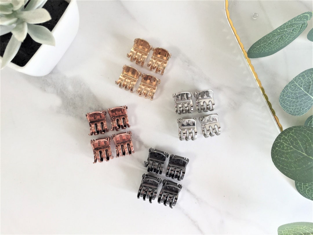4-pack Tiny Metal Hair Claw Clip, Set of 4 Extra Mini Claw Clip, Gold ...