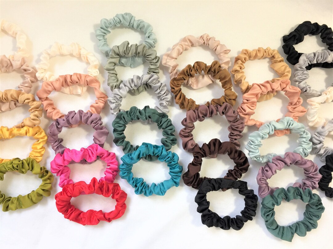 5pcs Skinny Satin Scrunchies, Satin Ponytail Holder Set, Small Satin ...