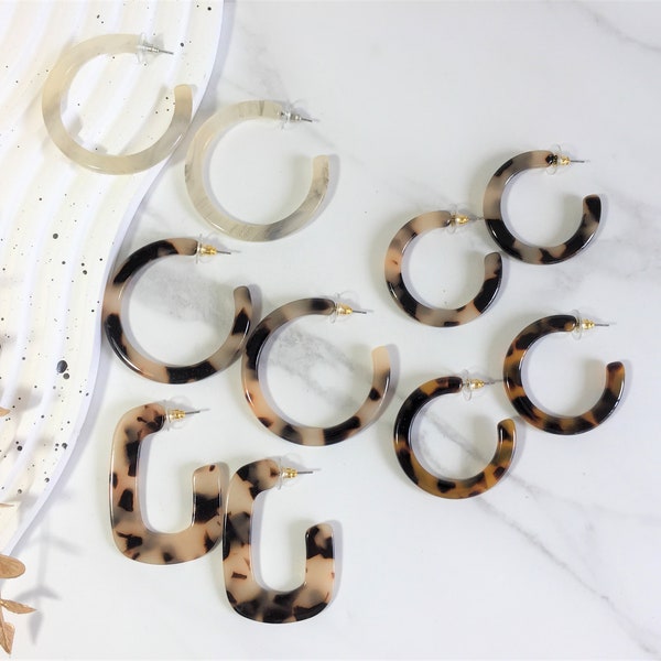 Resin Hoop Earrings - Etsy