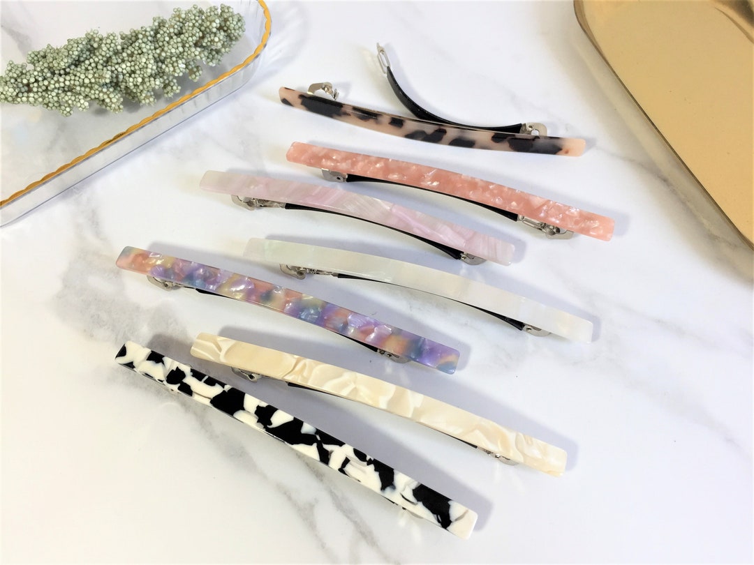 Long Bar Non-slip French Barrette, Long Skinny Tortoise Shell Barrette ...