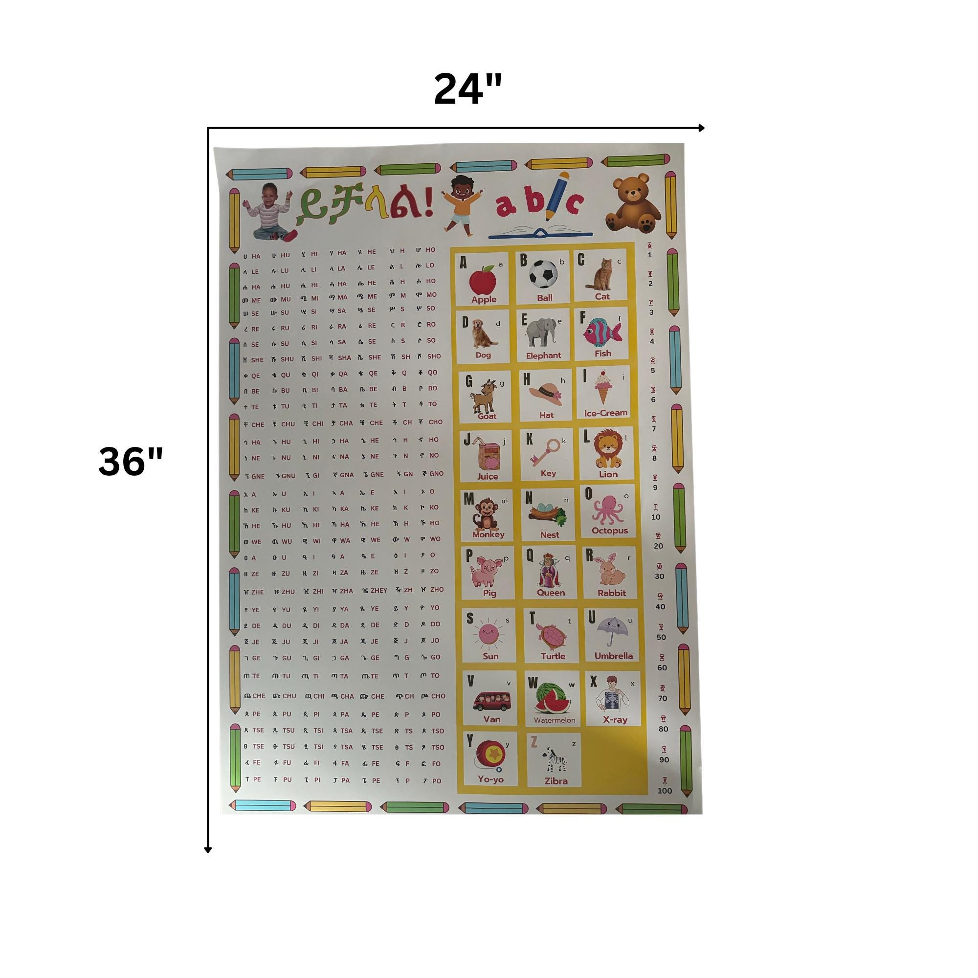 Amharic Alphabet Poster: Ethiopian Fidel Abugida Learning - Etsy