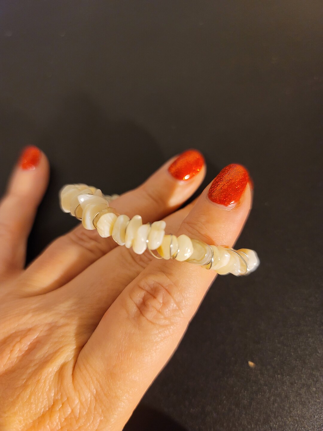 Howlite Chipped Stone Wire Wrap Silver Tone Bracelet - Etsy