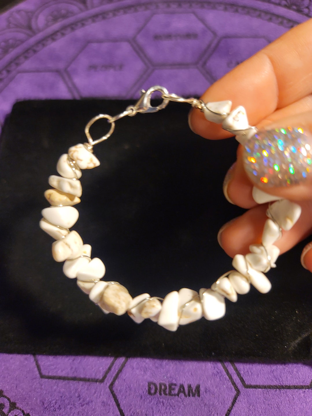 Howlite Chipped Silver Tone Gemstone Wire Wrapped Bracelet - Etsy