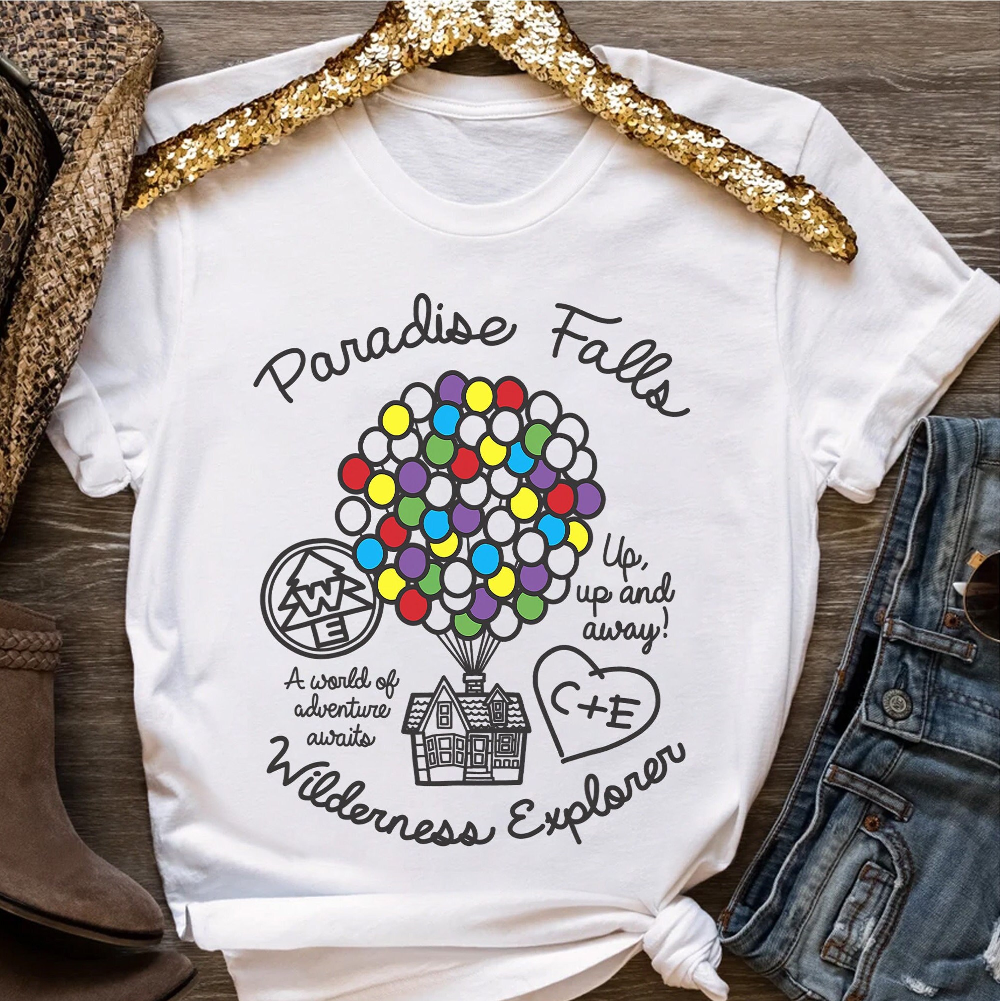 Disney Pixar up Colorful Balloon Silhouette Falls Shirt - Etsy