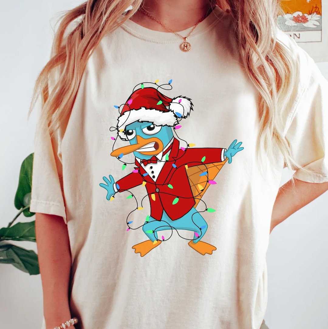 Funny Santa Perry the Platypus Christmas Lights T-shirt - Etsy