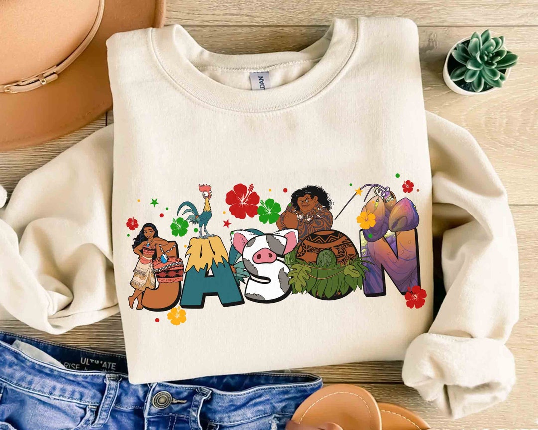 Custom Name Moana T-shirt, Personalized Disney Hei Hei Pua Maui Tamatoa ...