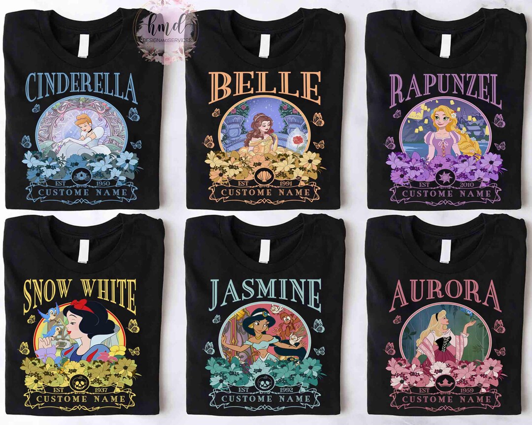Customize Disney Princess Characters Floral Shirts, Custom Name Tiana ...