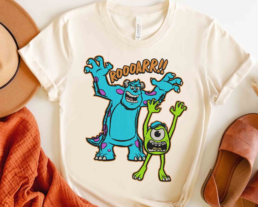 Disney PIXAR Monsters, Inc. Funny Mikey and Sulley Roar Retro Shirt ...