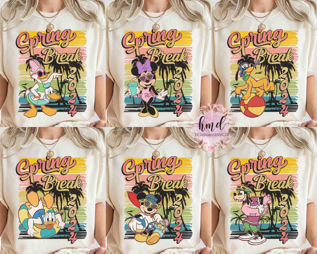 Mickey and Friends Disney Spring Break 2024 Retro 90s T-shirt, Disney ...