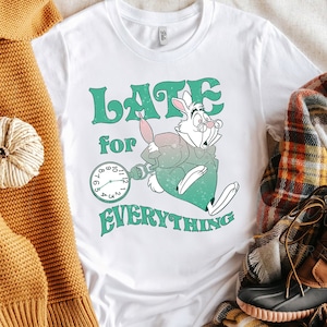 Disney Alice in Wonderland White Rabbit Late for Everything Shirt ...