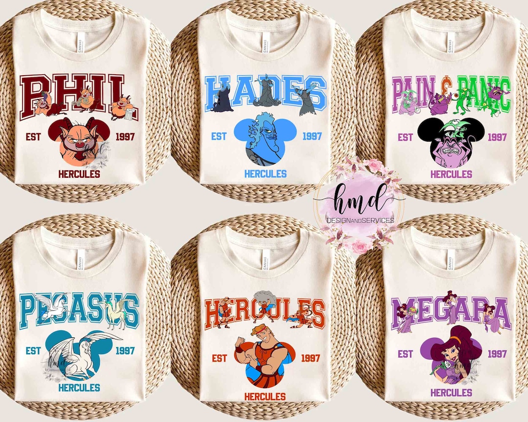 Vintage Hercules All Characters Group Custom T-shirt, Disney Hades ...