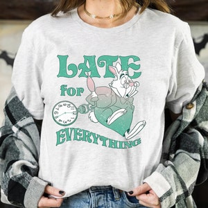 Disney Alice in Wonderland White Rabbit Late for Everything Shirt ...
