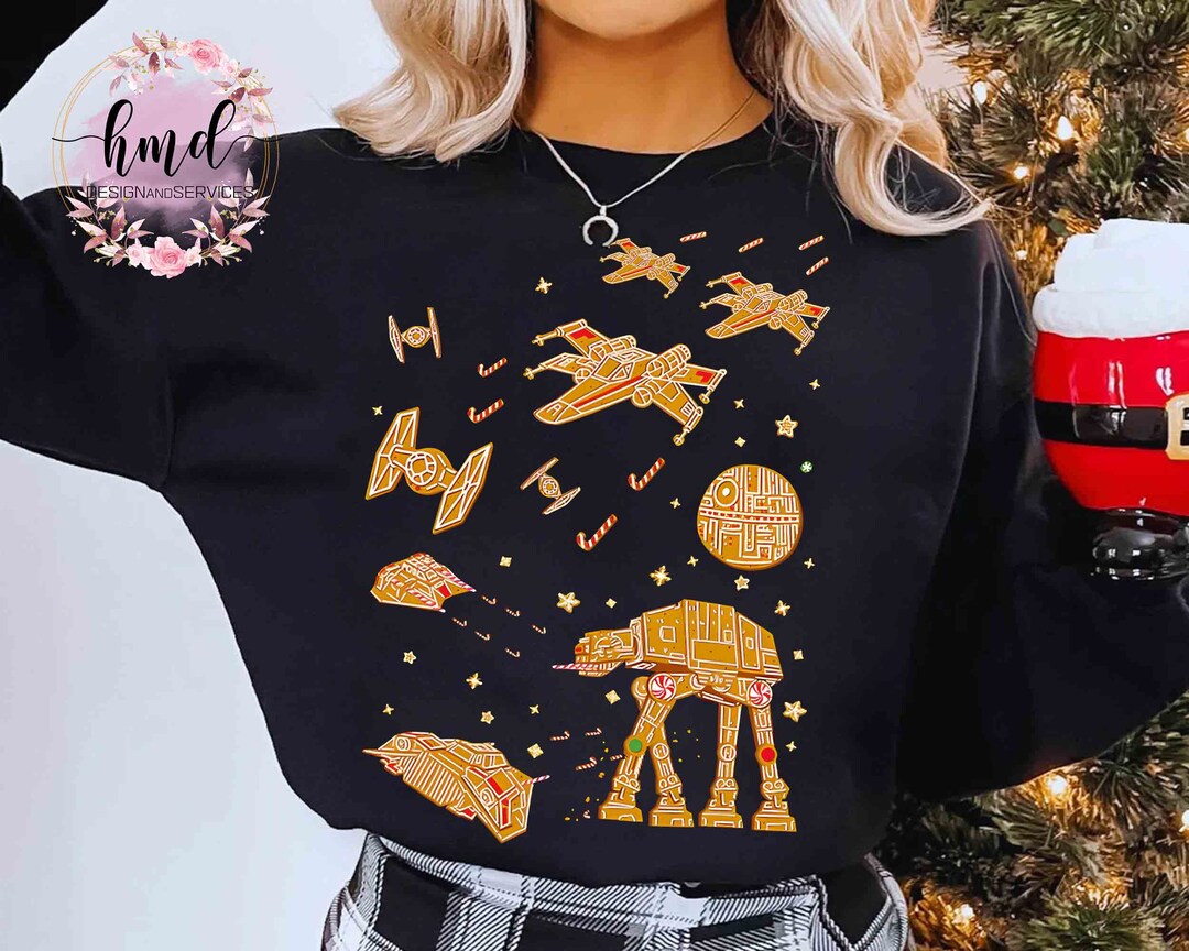 Millennium Falcon Ship AT-AT X-wing Gingerbread Battle Christmas Shirt ...