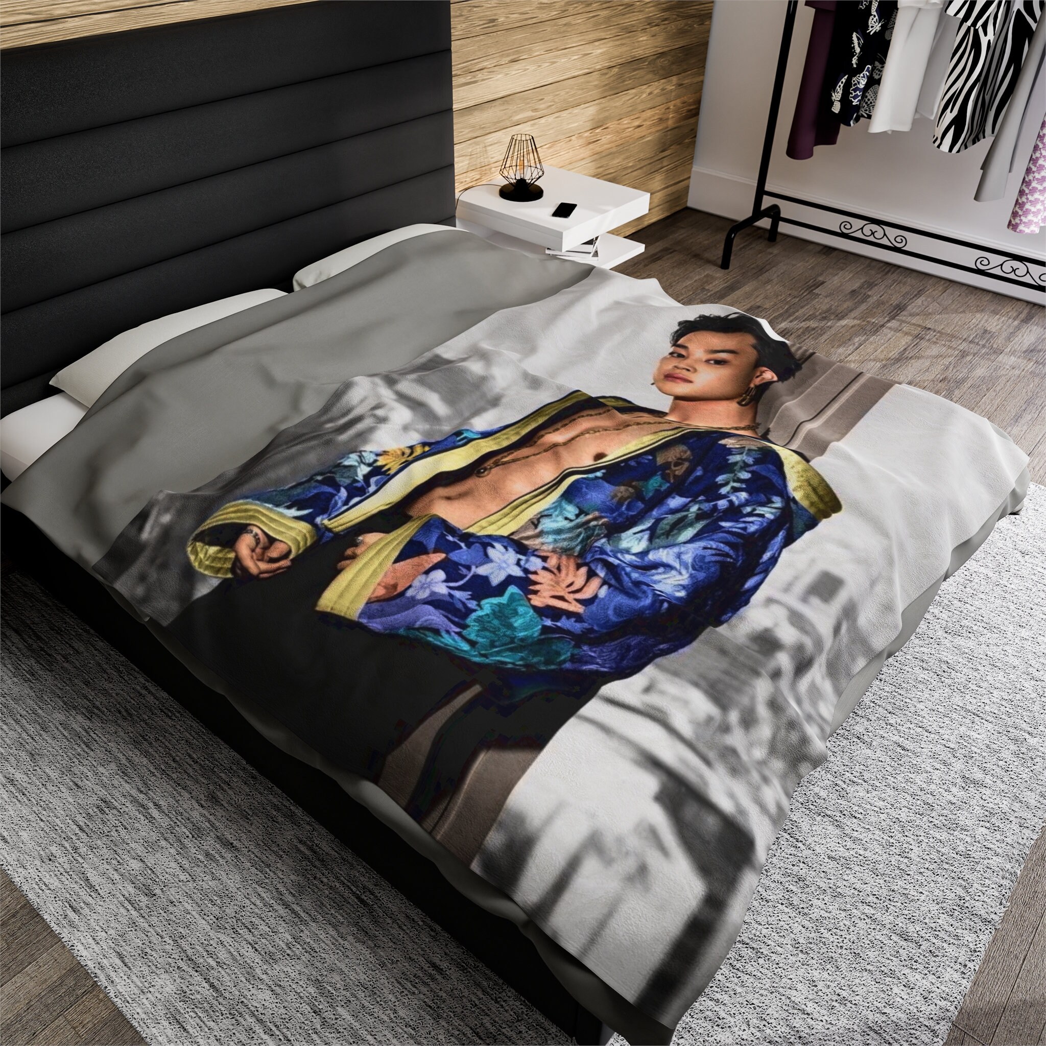 Jimin Abs Photo Blanket, Baby Mochi Velveteen Blanket, Custom Gift for ...