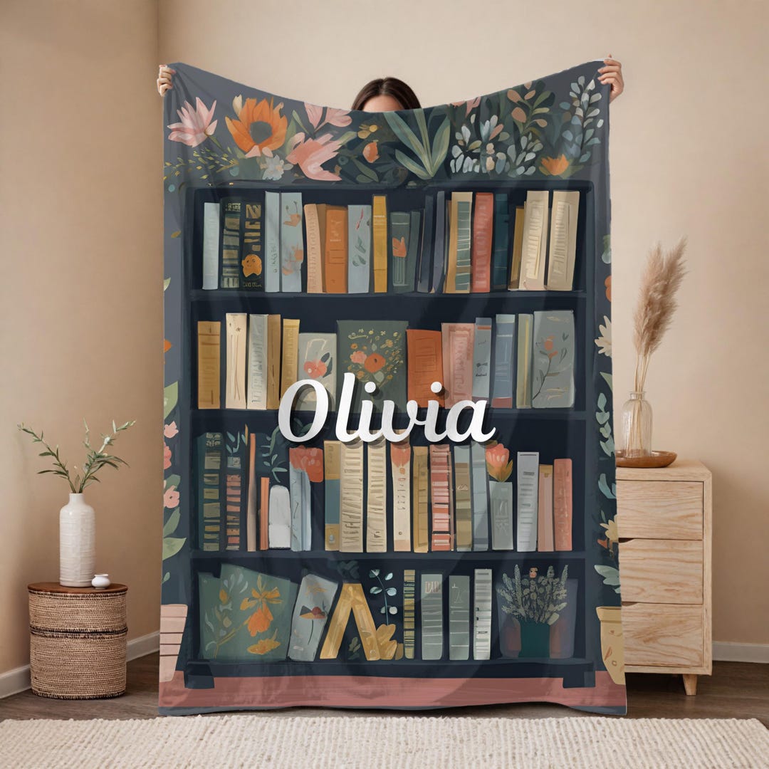 Personalized Library Blanket, Custom Book Nook Blanket, Bookish Girlie ...
