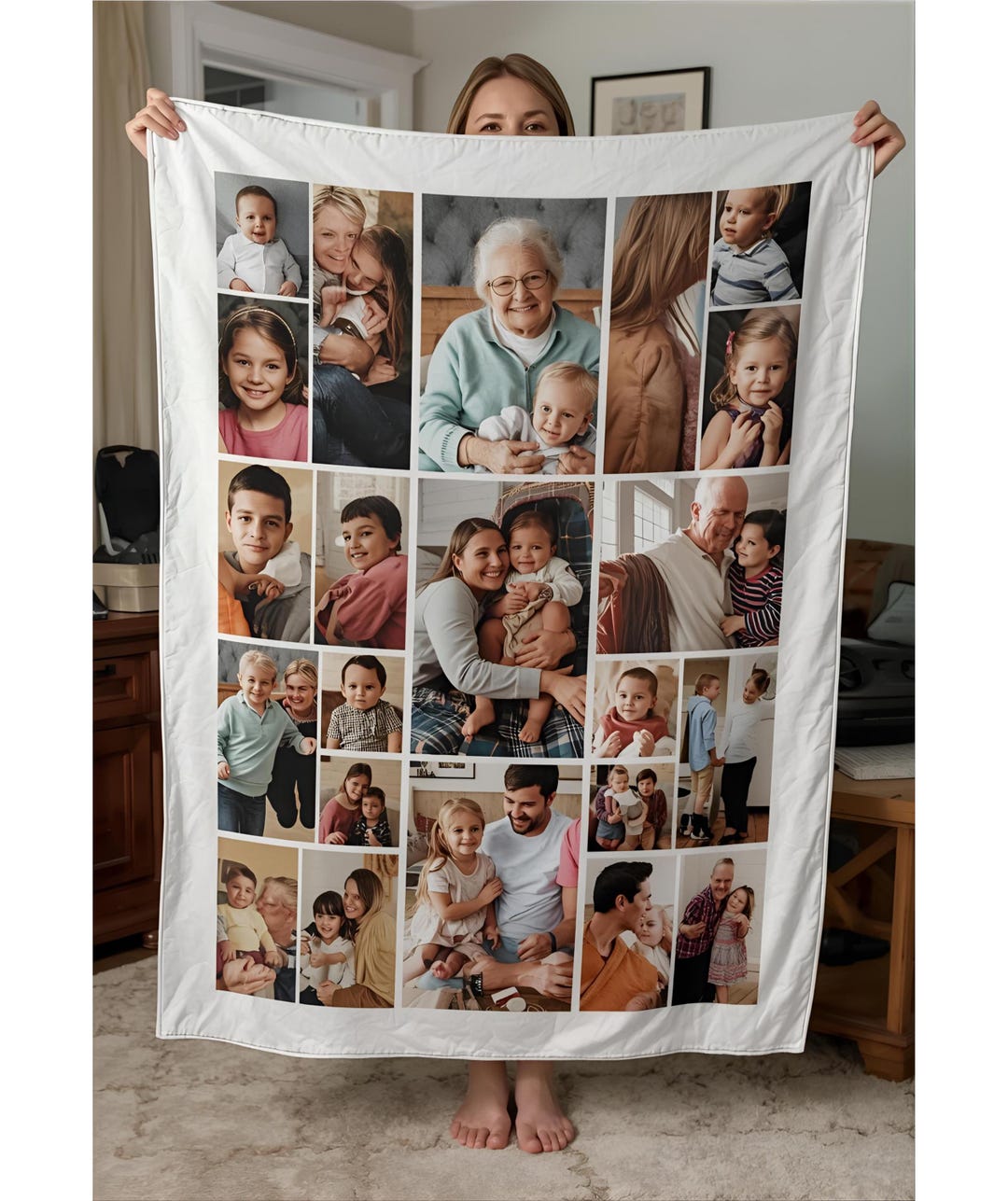Grandmother Photo Blanket, Use Own Photo for Grandma and Grandkids ...