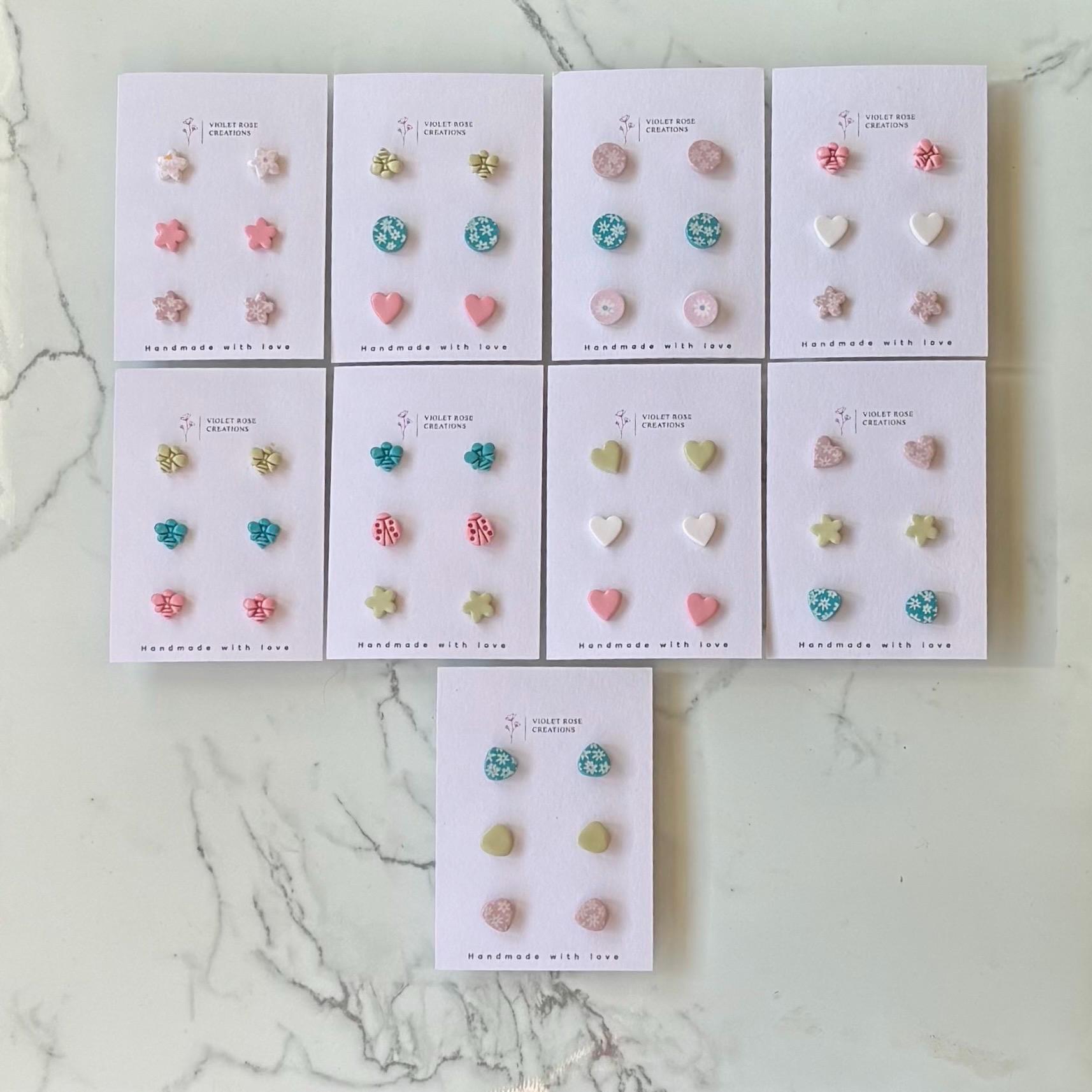 Mini Stud Packs | POLYMER CLAY EARRING | Handmade Statement Stud ...