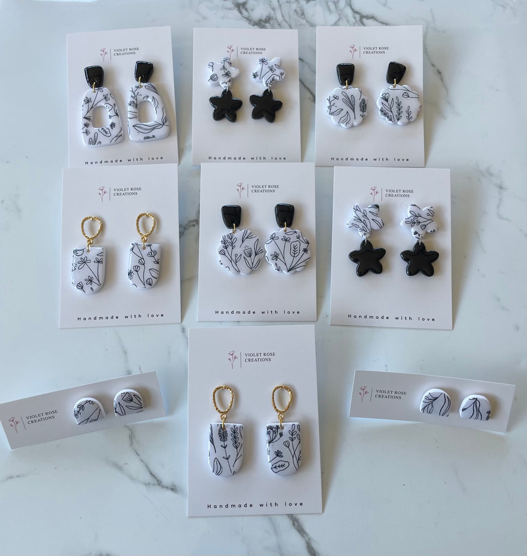 Jersey Collection - Black & White Earrings | POLYMER CLAY EARRING ...