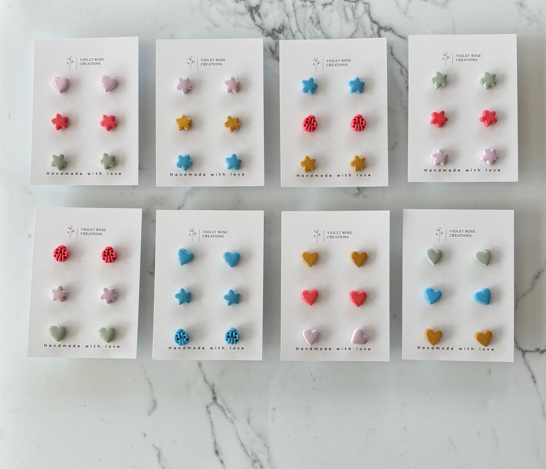 Mini Stud Packs | POLYMER CLAY EARRING | Handmade Statement Stud ...