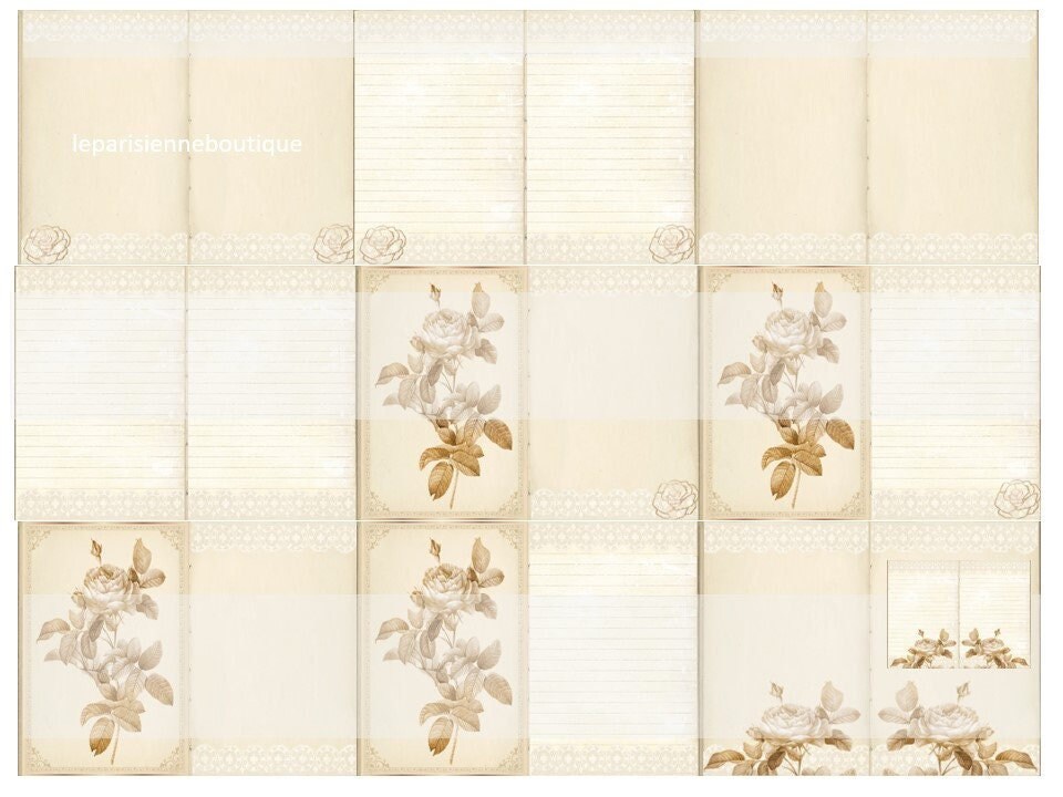 Vintage Gold Rose Journal Printable Pages Part 2 Junk Journal - Etsy