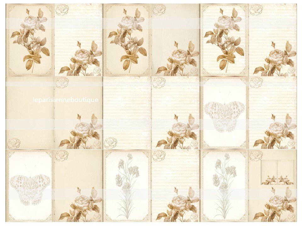 Vintage Gold Rose Journal Printable Pages Part 4 Junk Journal - Etsy