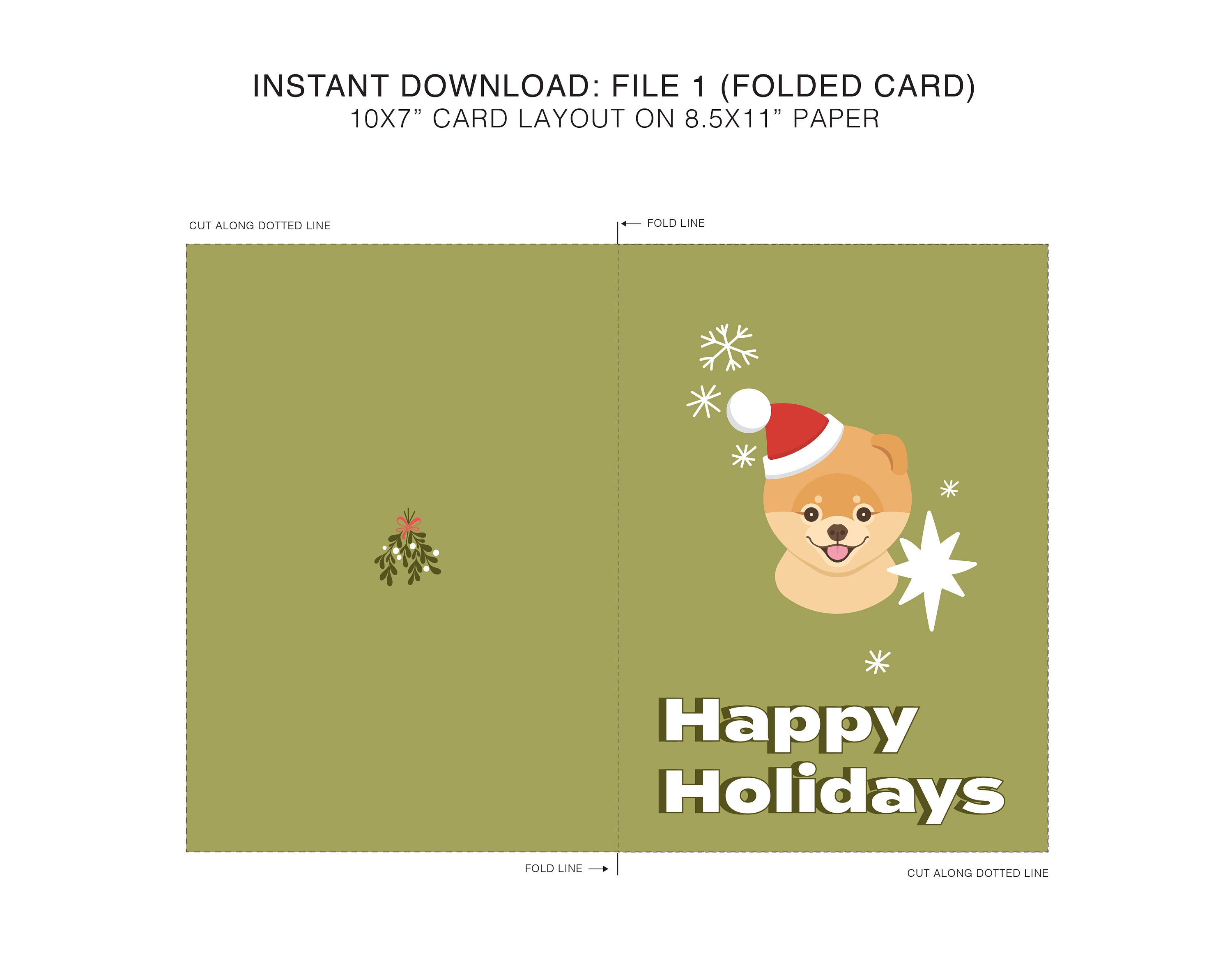 Dog Holiday Card Pomeranian Christmas Card Cute Dog Christmas Card Dog ...