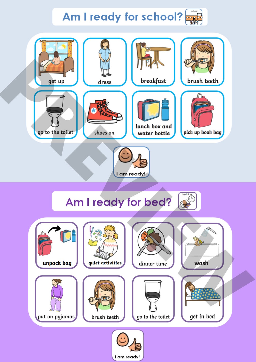 Daily Routine Visual Schedules for Girls - Etsy