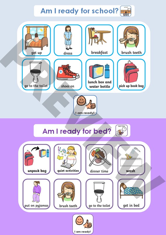 Daily Routine Visual Schedules for Girls - Etsy