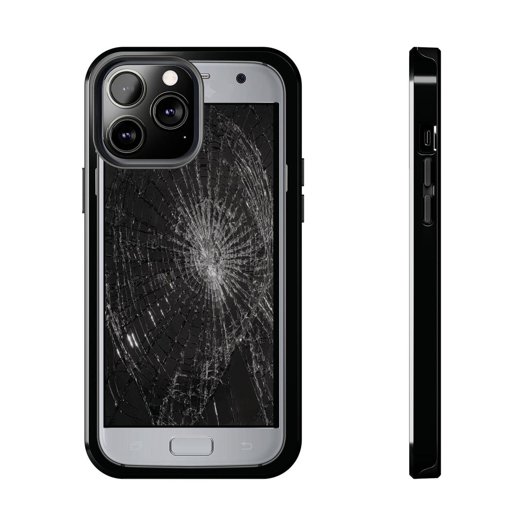 Funny Cracked Screen iPhone Case for iPhone 15, 14 Pro Max, 13, 12, 11 ...