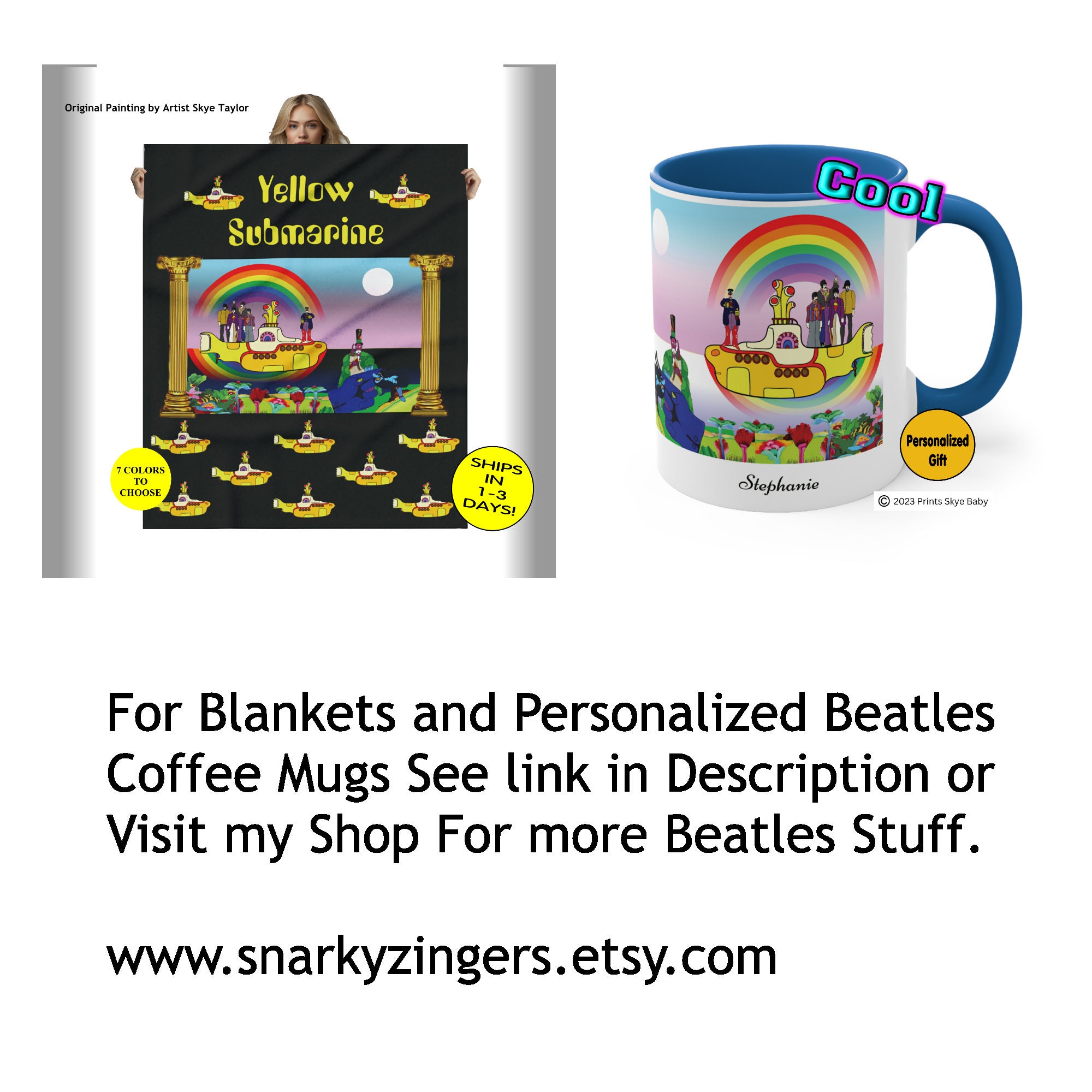 Beatles Submarine Desk Game Mat , Beatles Lofi Anime Desk Mat, Non-slip ...