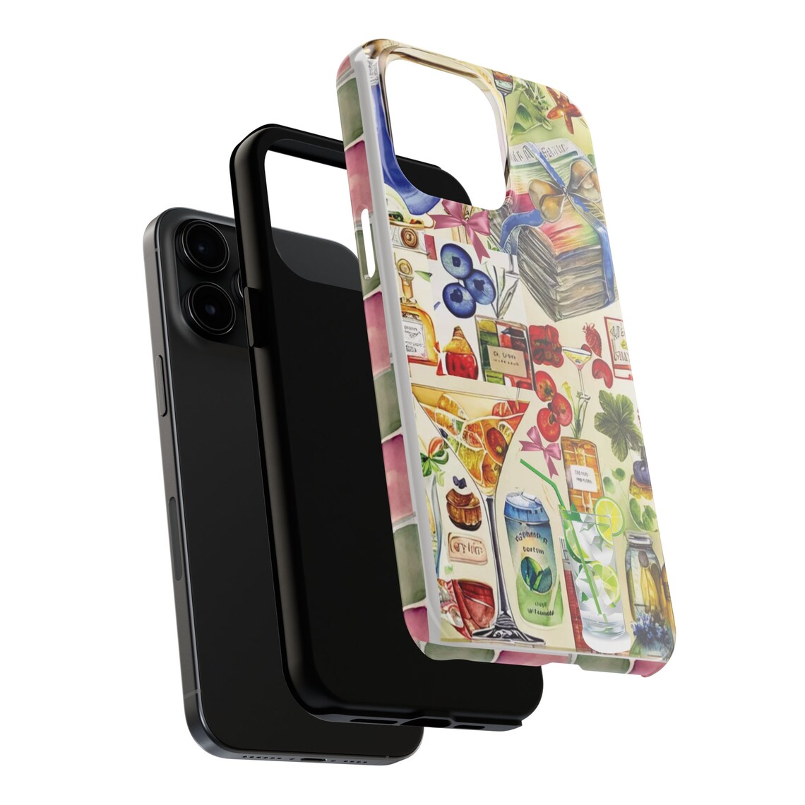 Coquette Summer Martini Collage Phone Case, Cocktail Phone Case ...