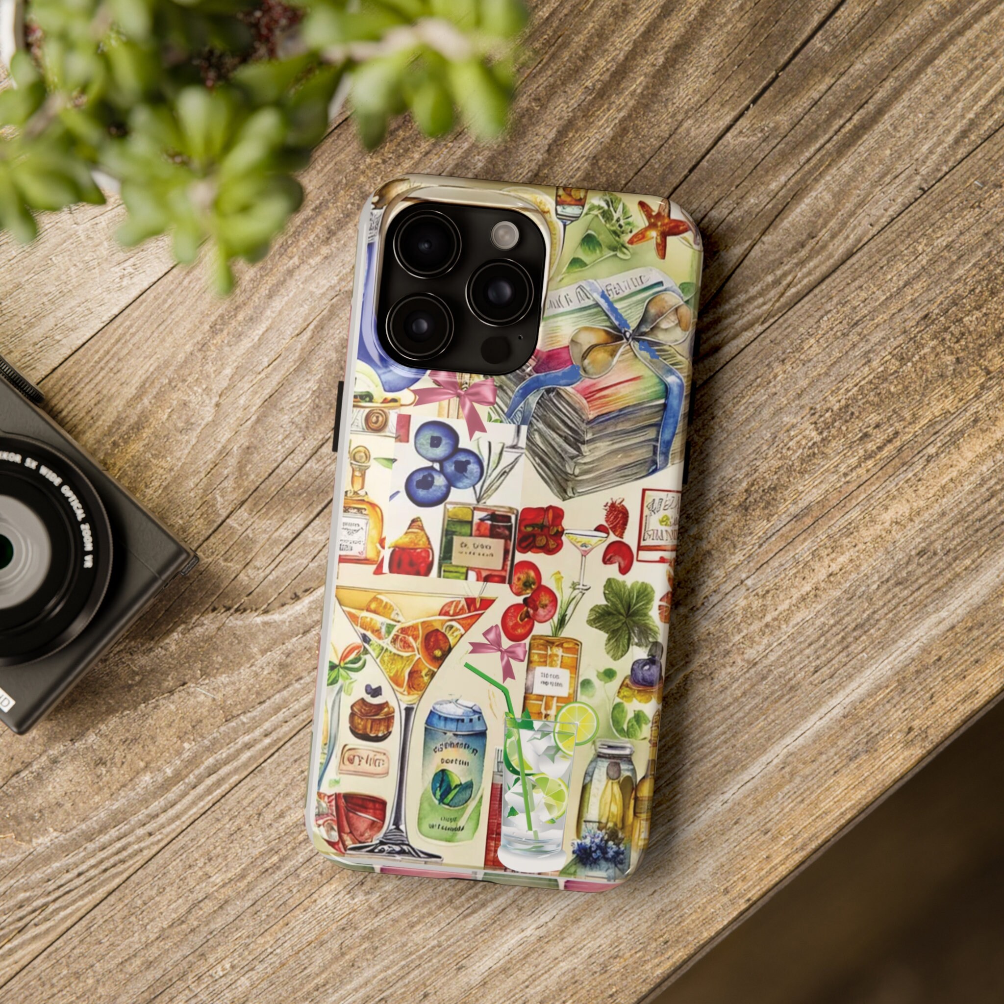 Coquette Summer Martini Collage Phone Case, Cocktail Phone Case ...
