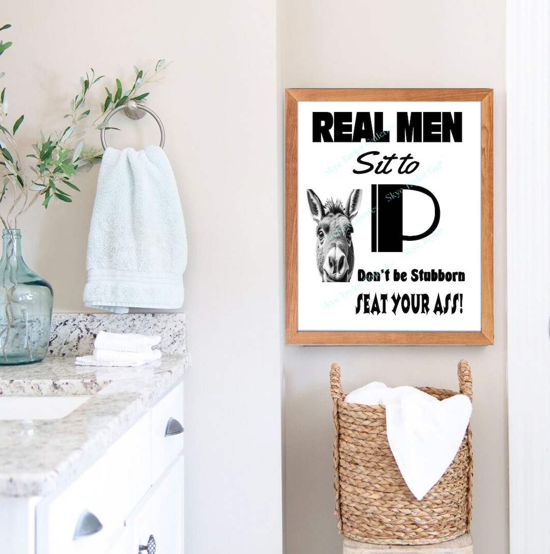 Sit Down to Pee Bathroom Wall Art, Funny Pee Sign, Bathroom Decor ...