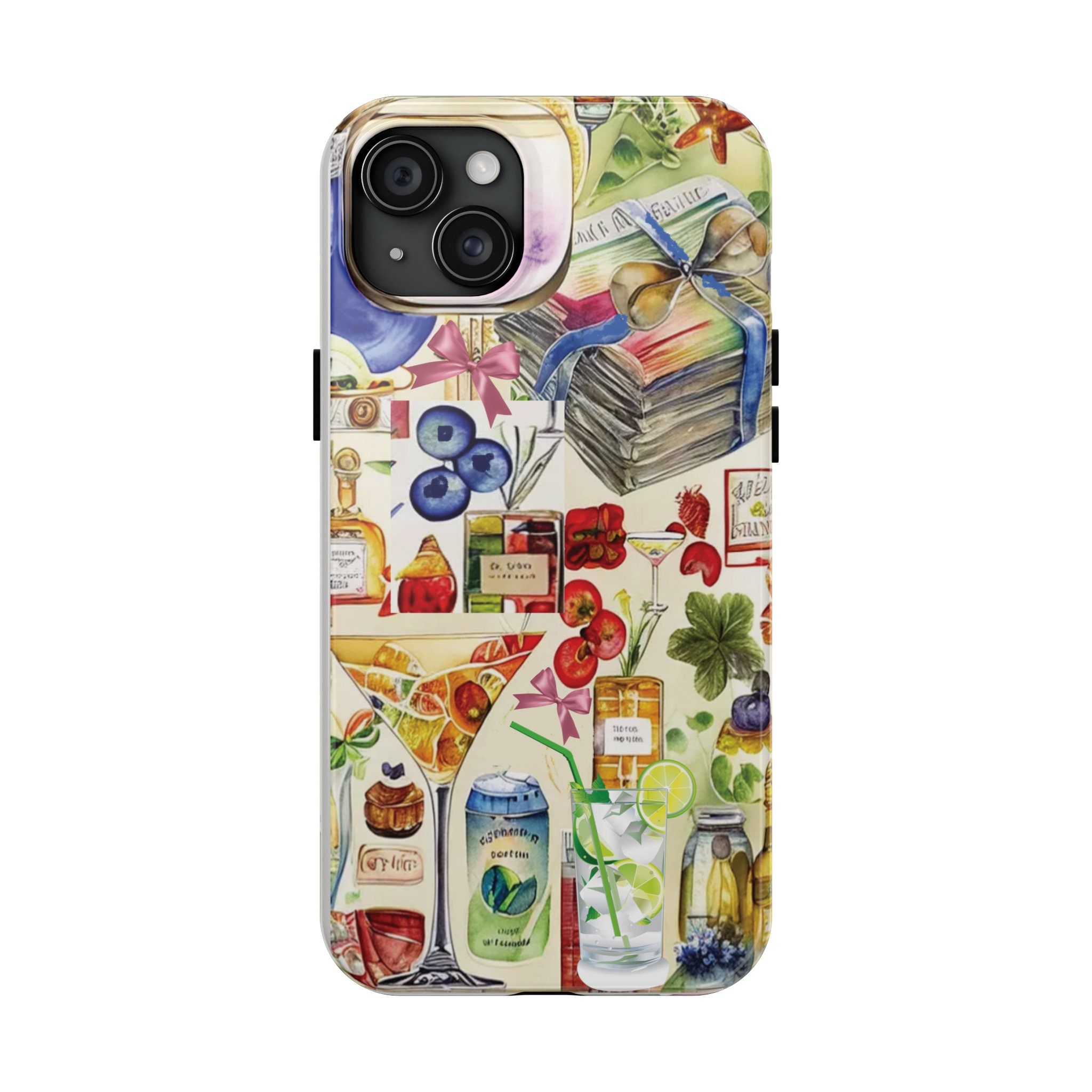 Coquette Summer Martini Collage Phone Case, Cocktail Phone Case ...