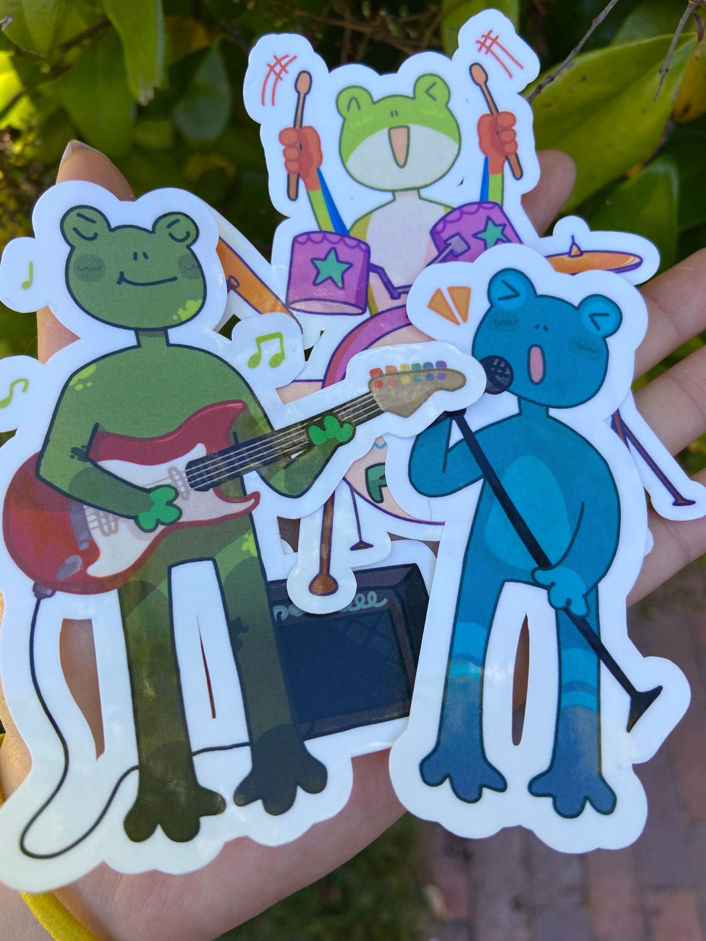 Cute Frog Band Sticker Set Water and Weatherproof Sticker - Etsy
