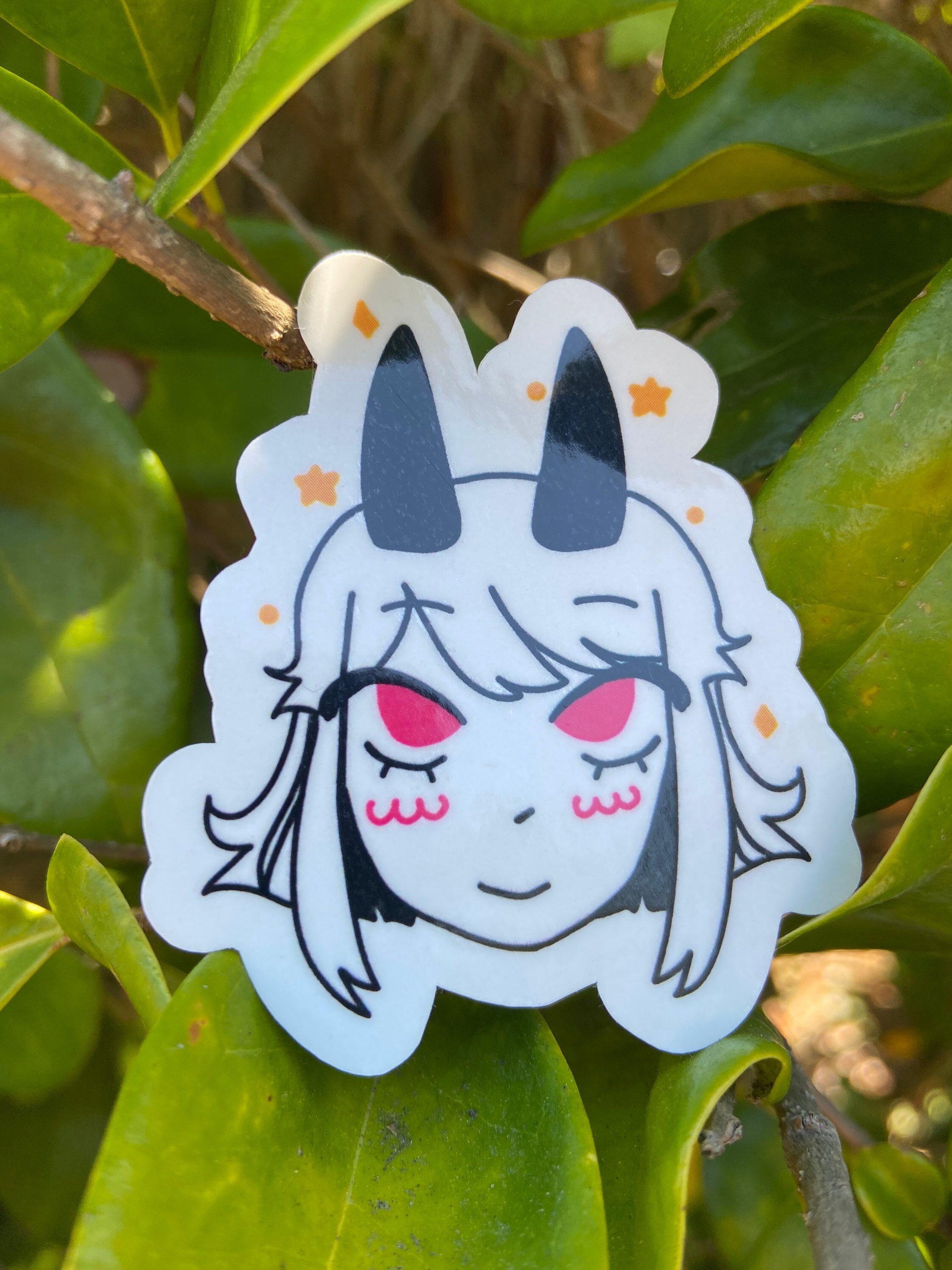 Demon Girl Head Sticker || Water and Weatherproof Sticker - Etsy