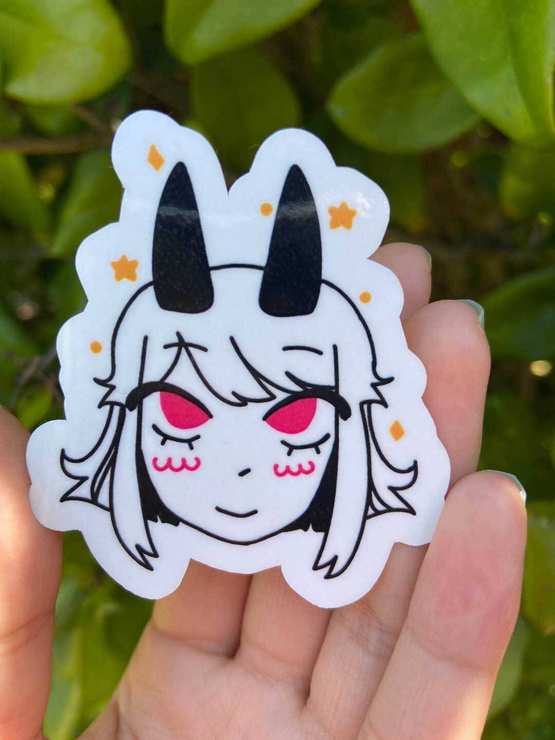 Demon Girl Head Sticker || Water and Weatherproof Sticker - Etsy
