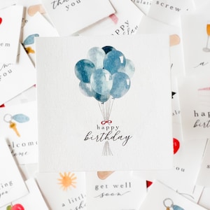 Blue Birthday Balloon stickers Only Gifting Sticker Sheet, Pastel Blue ...