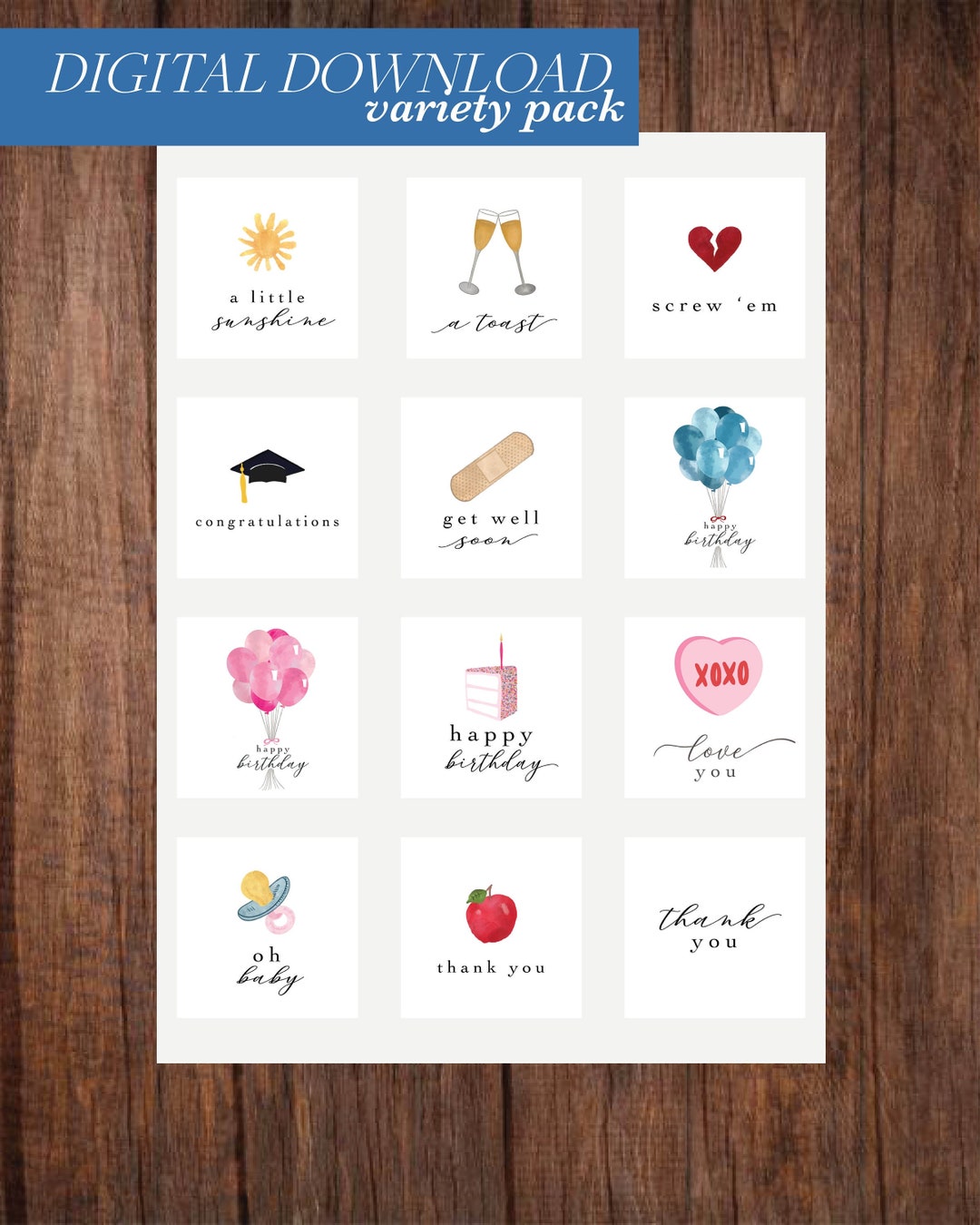 Digital Download Stickers | Watercolor Sticker Sheet Digital Download ...