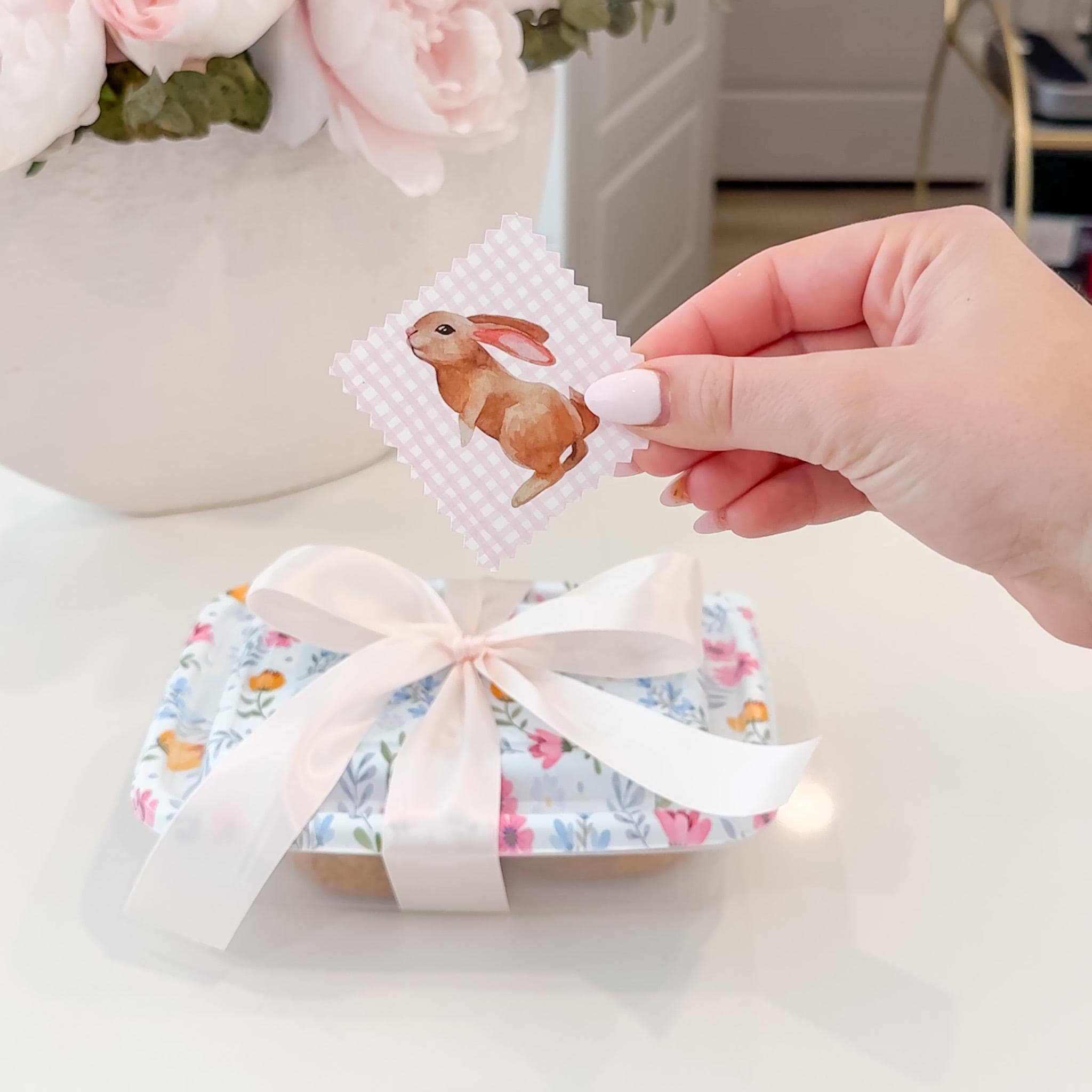 Easter Bunny Gift Tag PRINTABLE – Pink Gingham Rabbit Tag – Spring ...