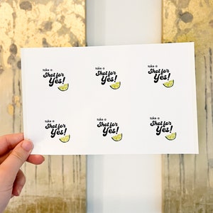 Take a Shot for Yes Bridesmaid Proposal Stickers sheet of 6, Bridesmaid ...