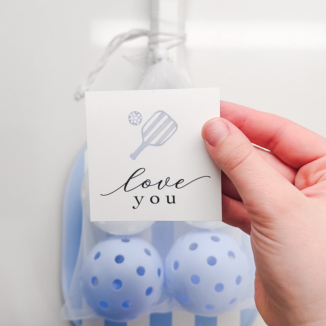 Pickleball Valentines Gift Tag, Printable Pickleball Watercolor Gift ...