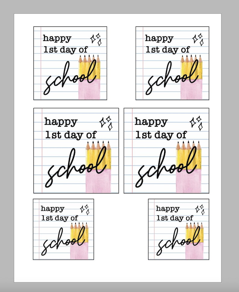Back to School PRINTABLE Gift Tag, Happy 1st Day of School Teacher Gift ...
