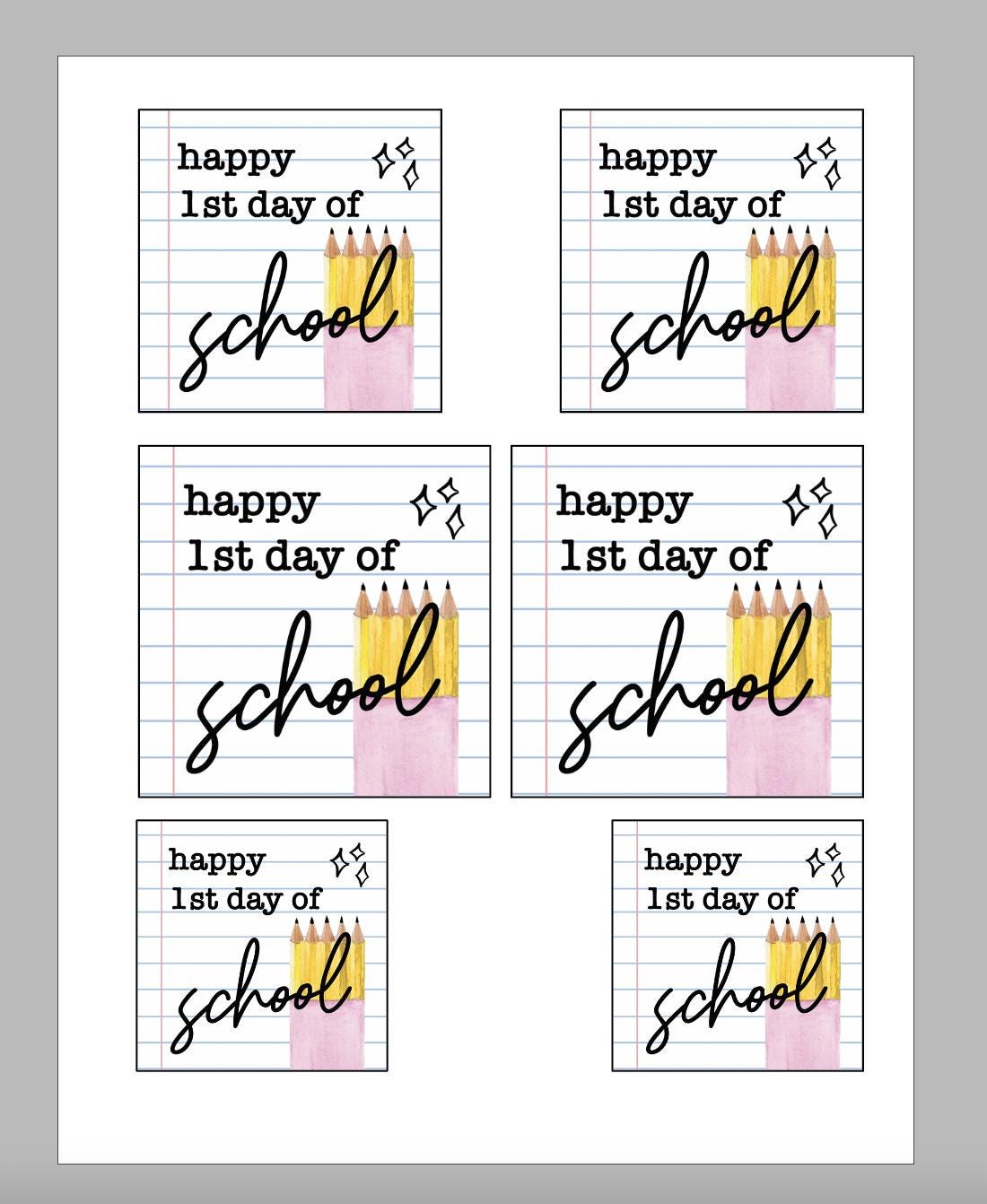 Back to School PRINTABLE Gift Tag, Happy 1st Day of School Teacher Gift ...