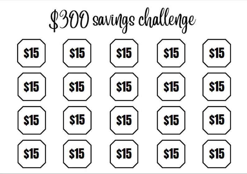 300 Dollar Savings Challenge - Etsy