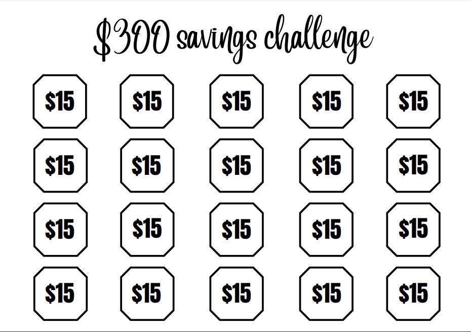 300 Dollar Savings Challenge - Etsy