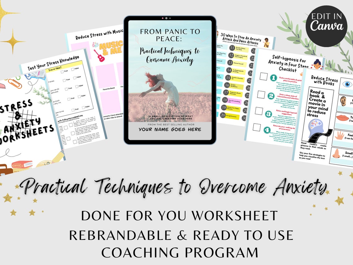 Done for You Eliminate Stress and Anxiety Worksheet Brandable Coaching ...