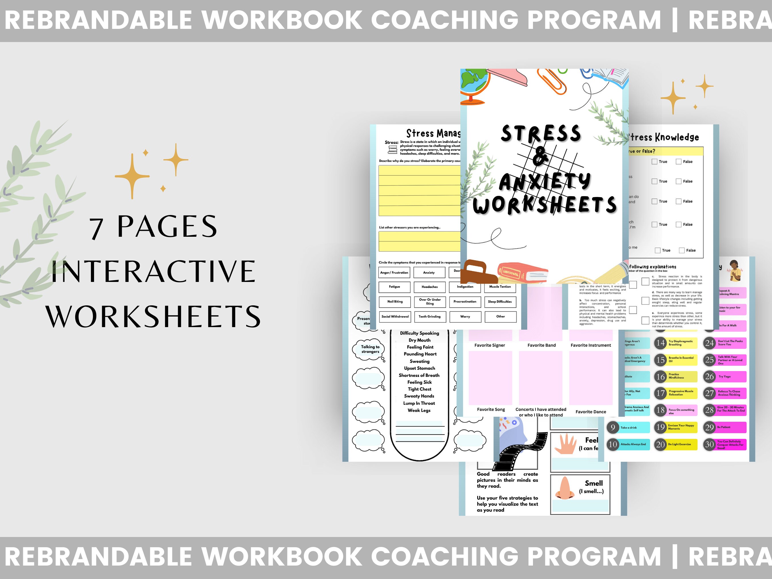 Done for You Eliminate Stress and Anxiety Worksheet| Brandable Coaching ...