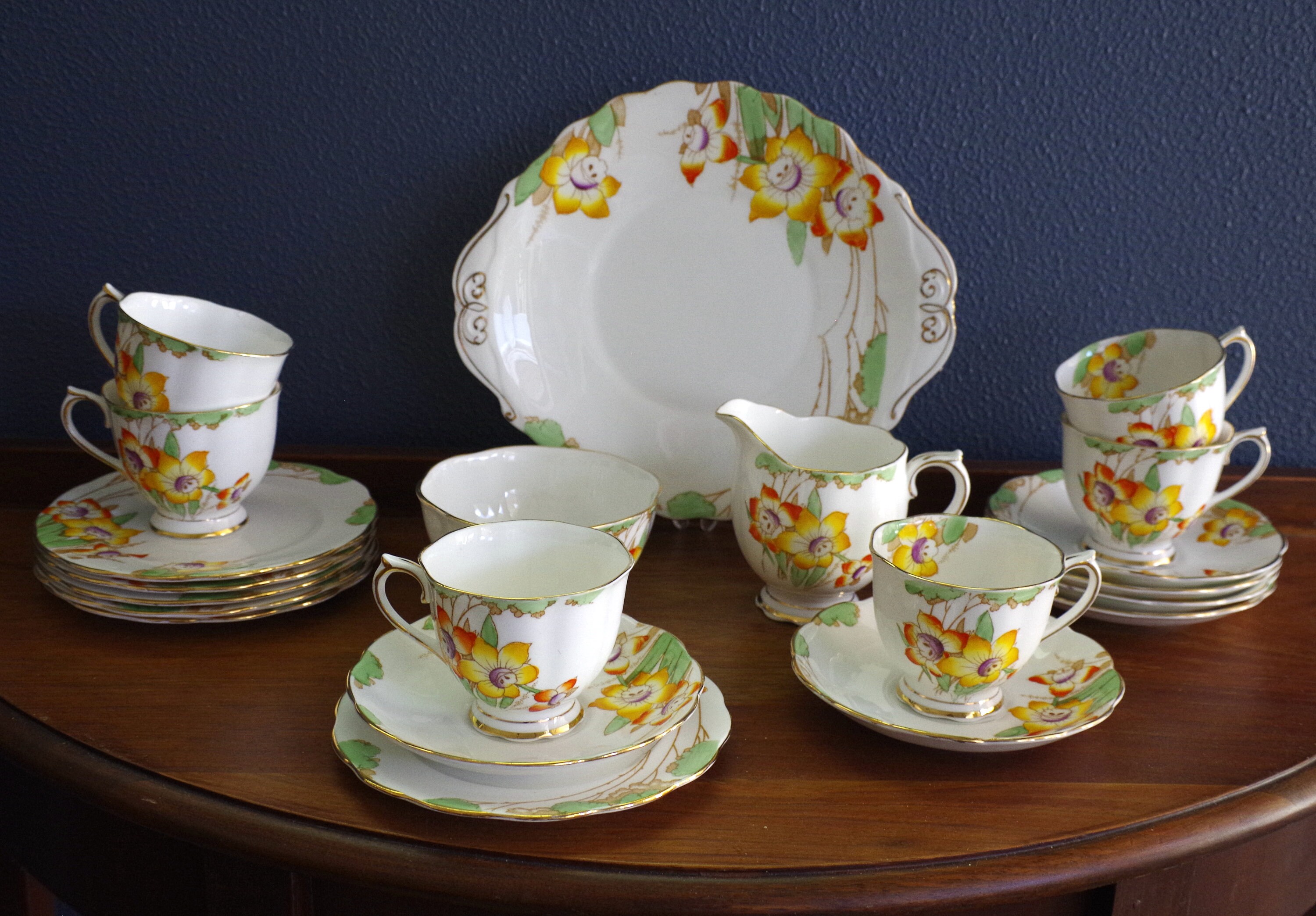 Royal Albert Daffodil Tea Set for Six, C1930s - Etsy Australia