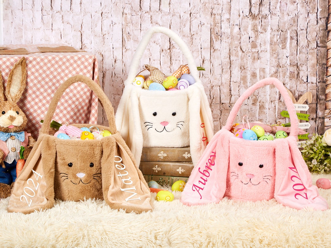 Personalized Easter Basket, Custom Easter Bunny Bag With Name ...